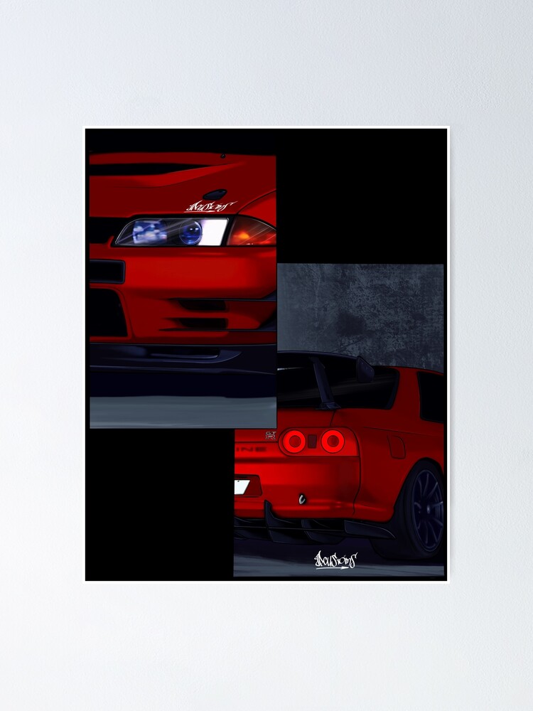 "Red Skyline GT-R R32" Poster by JDMCarStuff | Redbubble