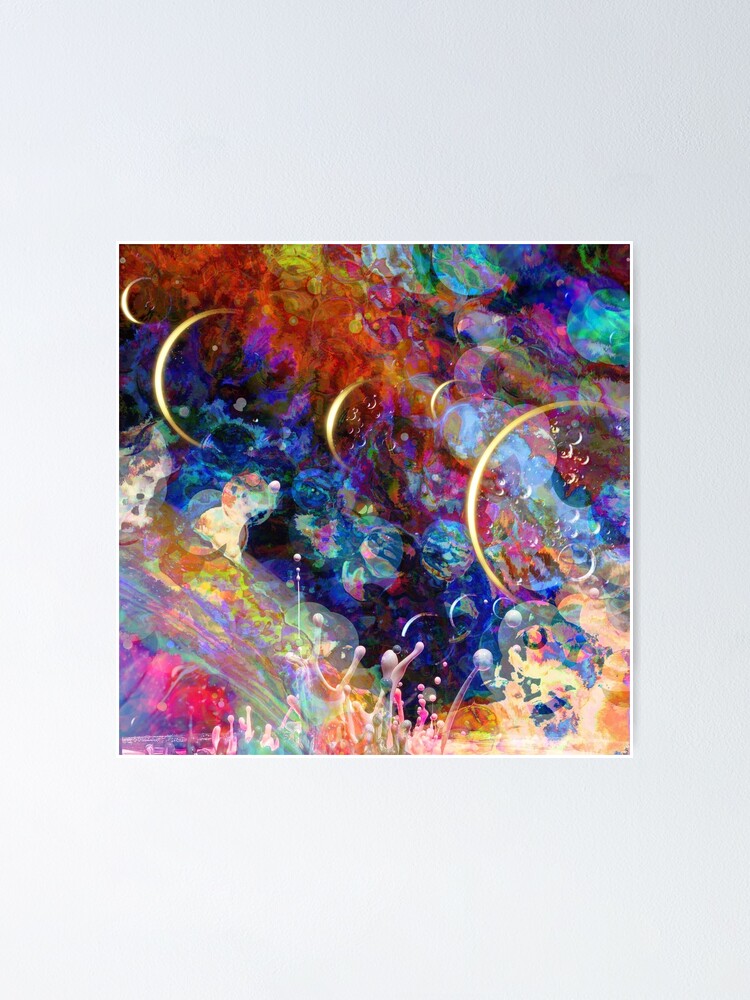 "Five moons rainbow psychedelic colorful art" Poster for Sale by ...