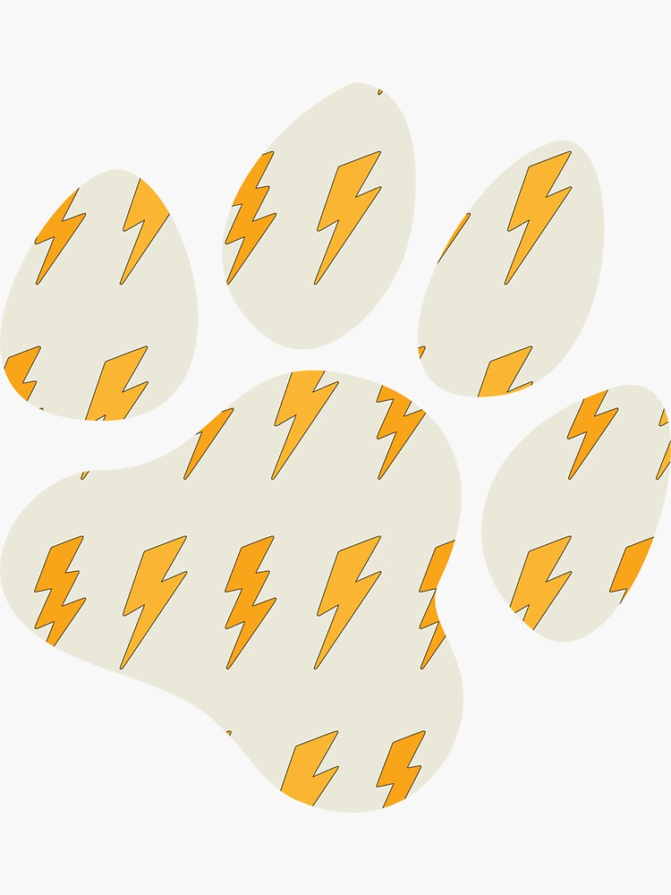 "Retro Lightning Bolt Paw Print" Sticker for Sale by maddie618 | Redbubble