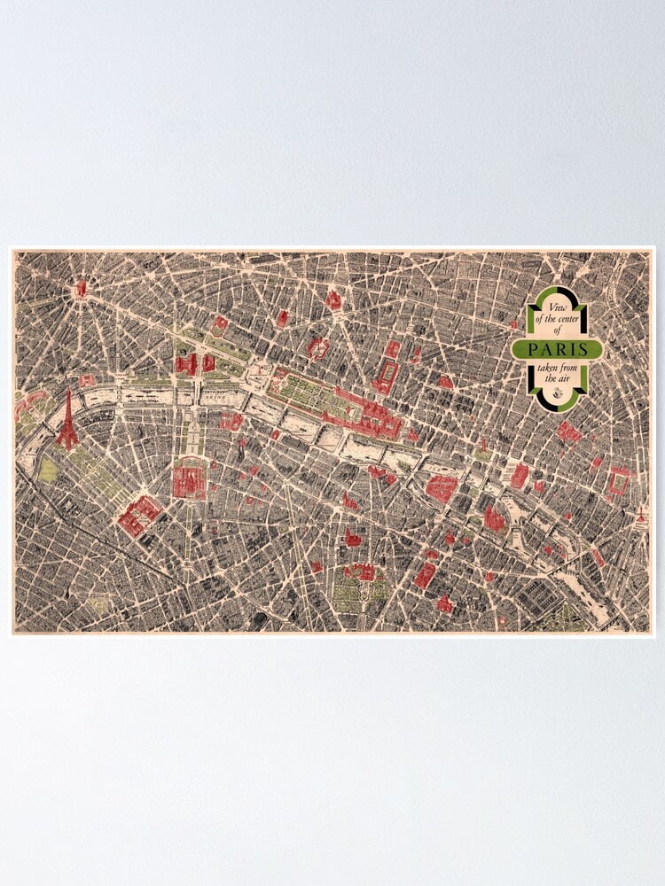 "Vintage Map of Paris" Poster by gin-nek-shop | Redbubble