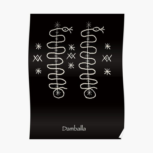 "Damballah Wedo Voudou Veve Black White Voodoo Danballa" Poster by ...