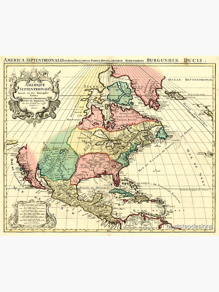 Lámina fotográfica «Mapa vintage de América del Norte, 1729 de Jaillot ...