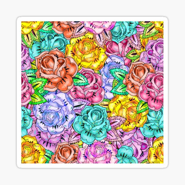 "candy pastel tattoo roses" Sticker by beesocks | Redbubble
