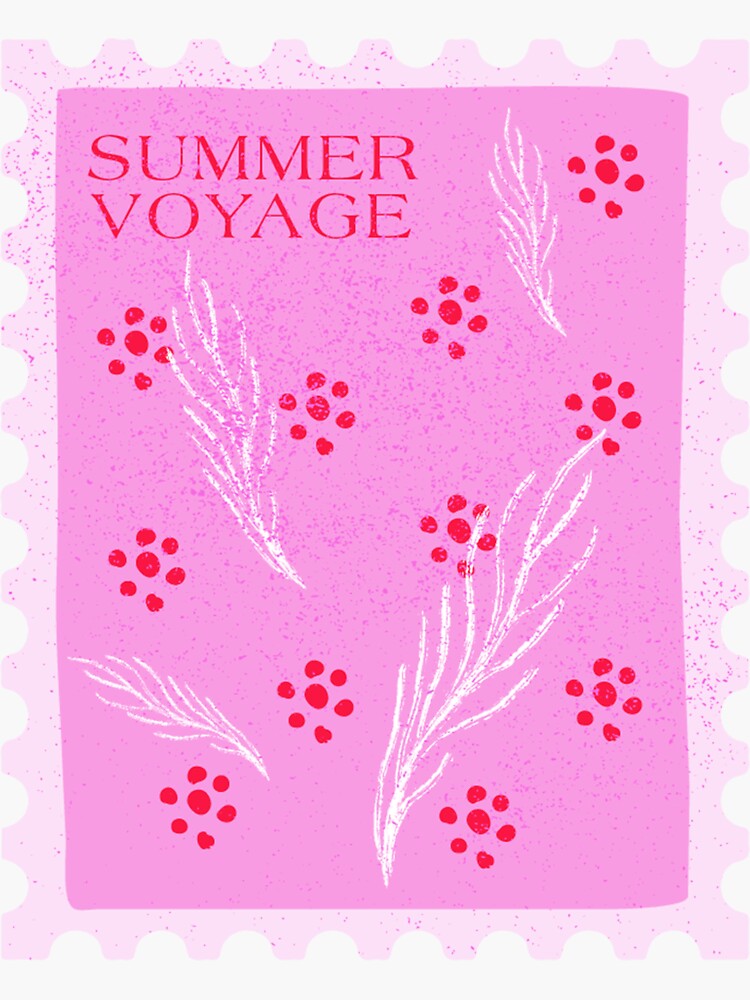 "Summer Voyage Preppy Pink Stamp Sticker " Sticker by llottiewalker ...