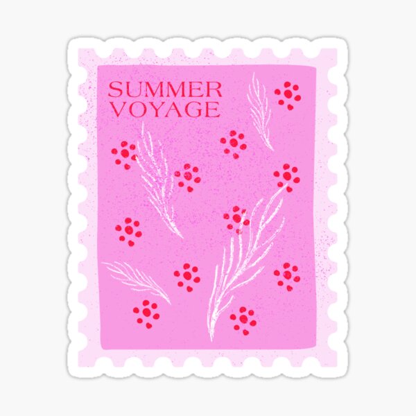 "Summer Voyage Preppy Pink Stamp Sticker " Sticker by llottiewalker ...