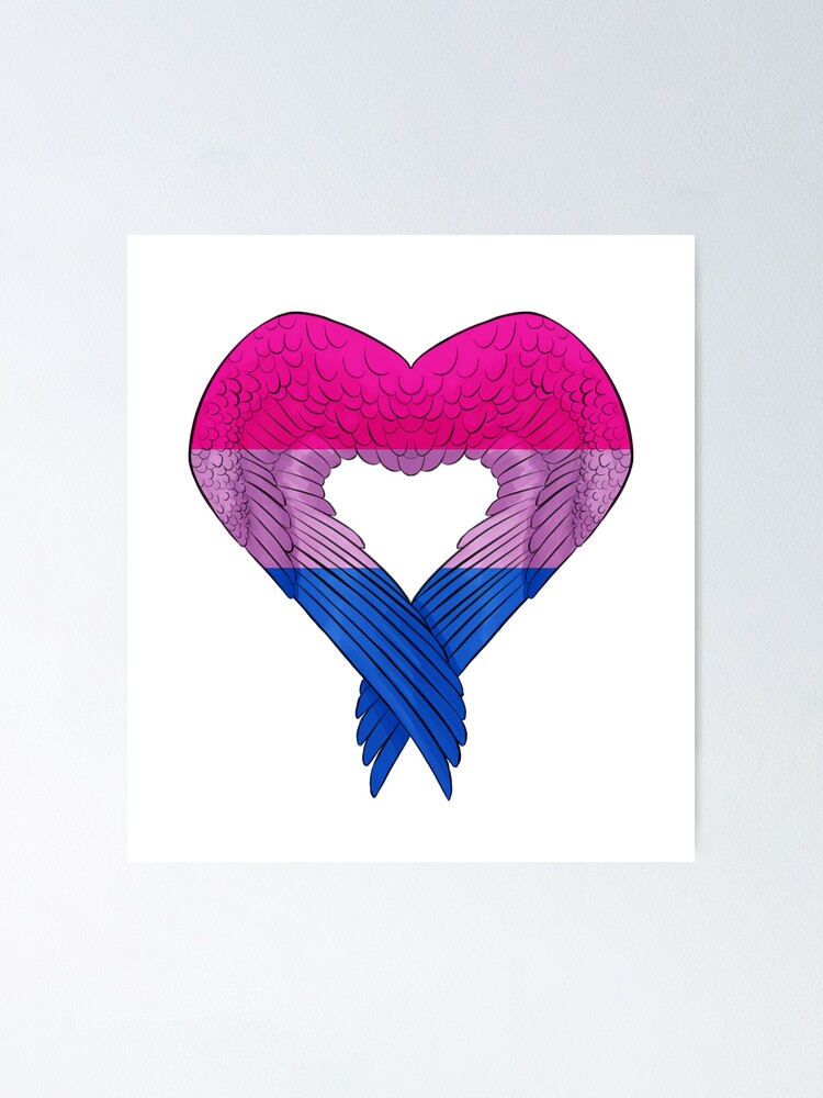 "Heart-shaped Angel Wings, Bi Pride" Poster by lassusconfusa | Redbubble