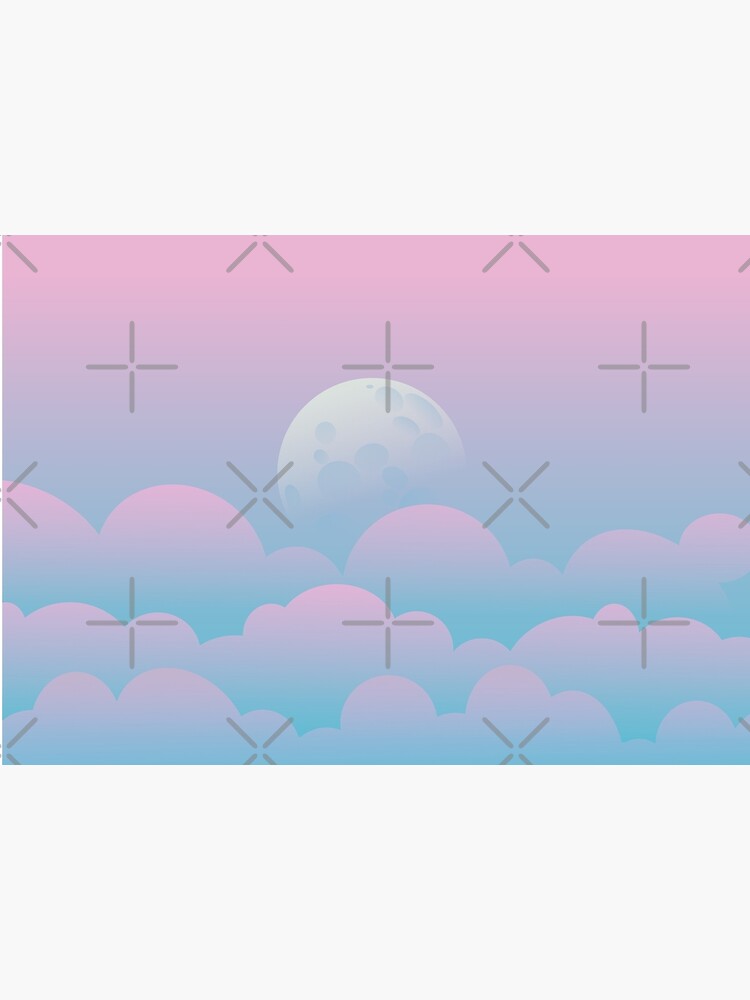 "Silver Fading Moon Pink Cotton Candy Clouds Geometric Shapes ...