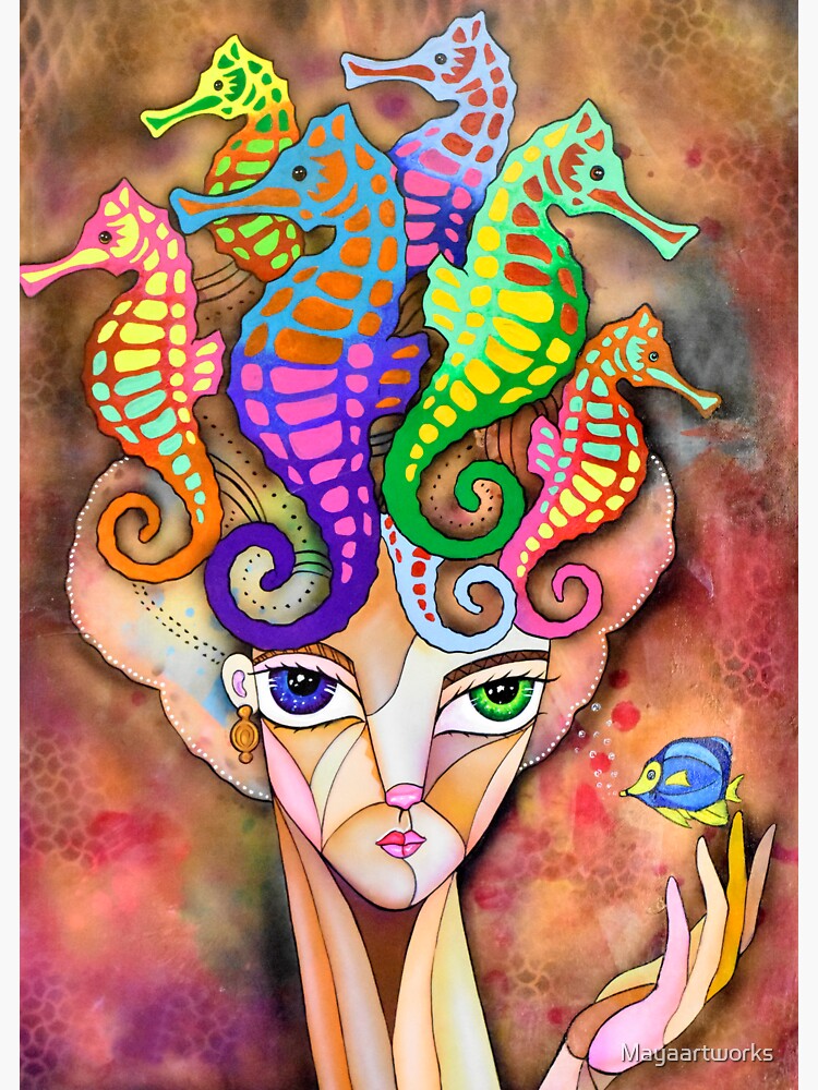 "Seahorse Girl" Sticker for Sale by Mayaartworks | Redbubble