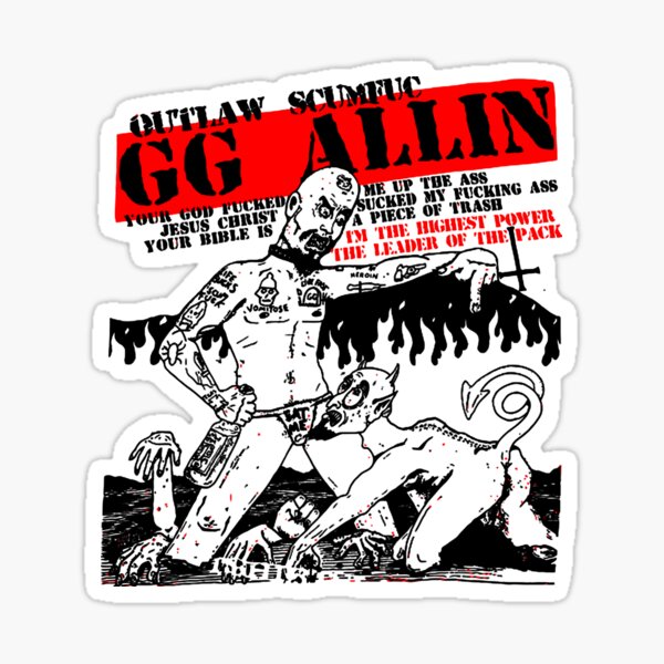 "GG Allin Outlaw Scum Vintage \m/ Design" Sticker by Prinoto33 | Redbubble