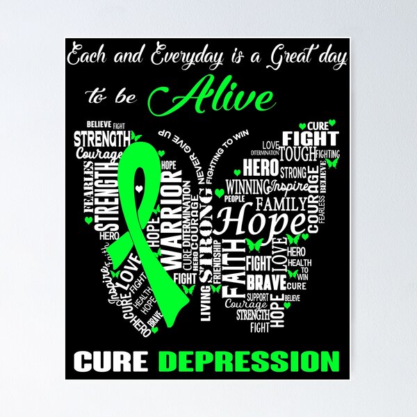 "Butterfly Ribbon Cure Depression Awareness" Poster for Sale by Tadmab ...