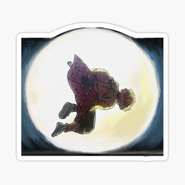 "Zenitsu Agatsuma Against Moon" Sticker by WeirdINK | Redbubble