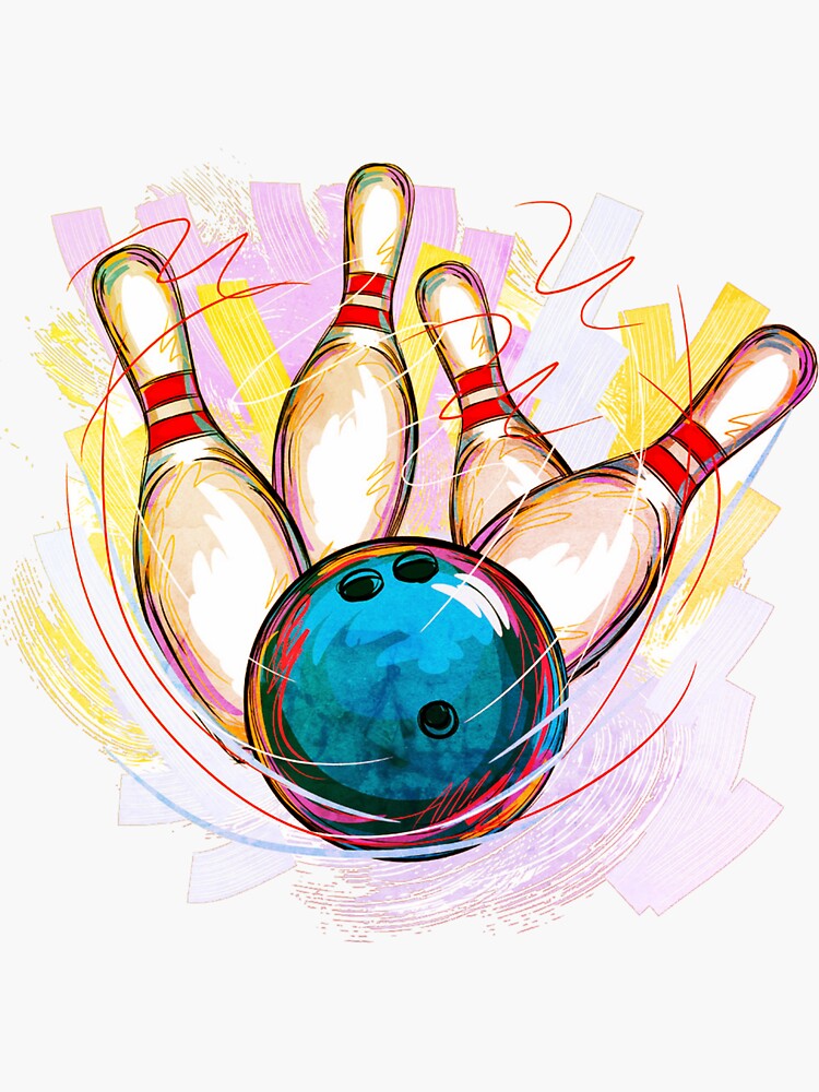 "hand draw water colors bowling game" Sticker by 0o0kh | Redbubble