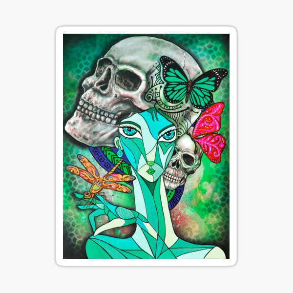"Skull Portrait Girl" Sticker by Mayaartworks | Redbubble