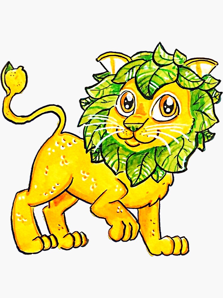 "Lemon Lion" Sticker for Sale by CosmicFeline | Redbubble