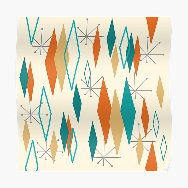 "Vintage 1950s triangle design pattern - Mid-Century Modern" Poster for ...