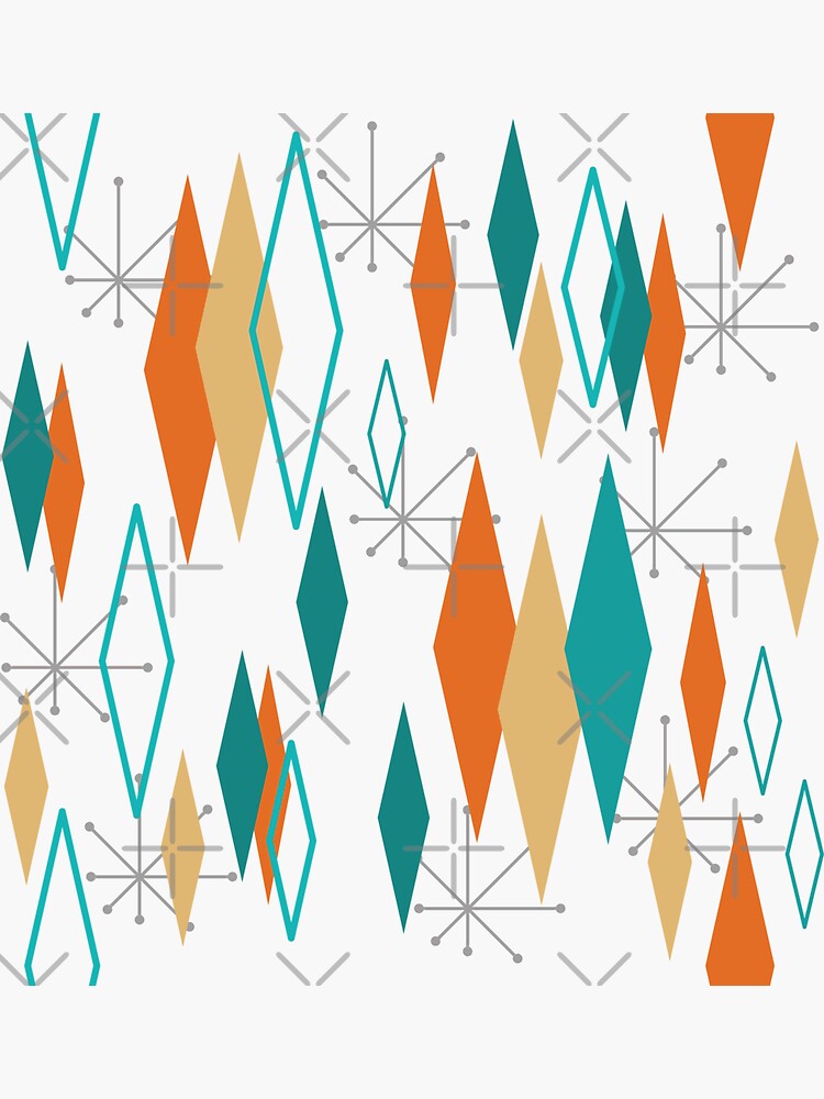 "Vintage 1950s triangle design pattern - Mid-Century Modern" Sticker ...