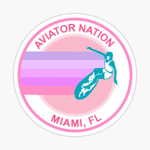 "pink/teal aviator nation logo" Sticker by danicas-designs | Redbubble