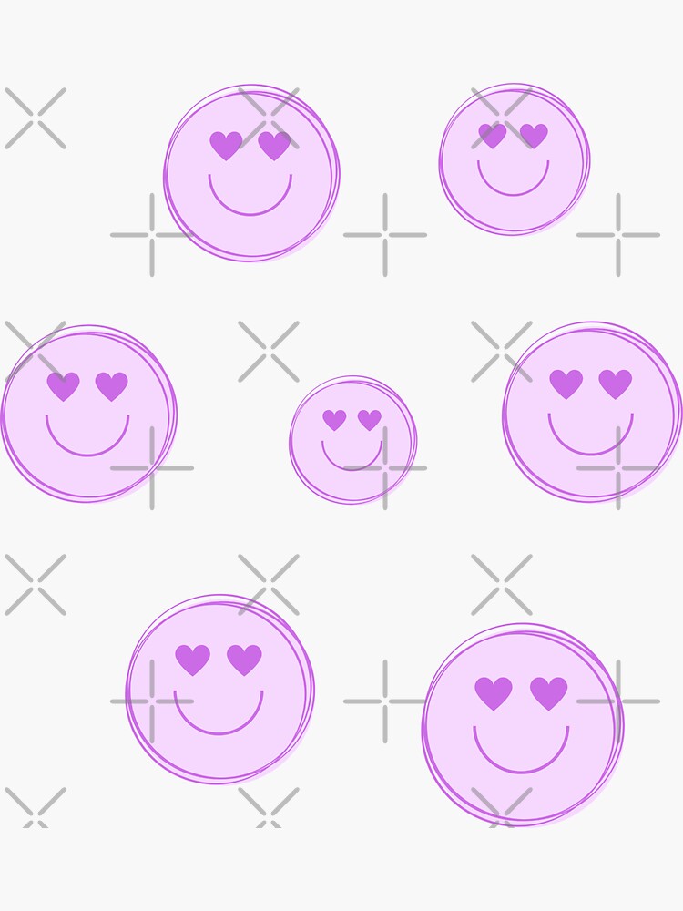 "[sticker pack] purple pastel cute hearted-eye smiley faces" Sticker by ...