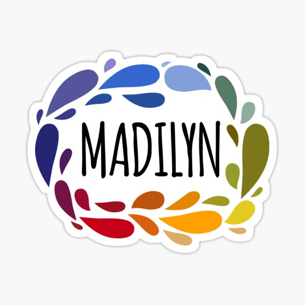 "Madilyn Name Cute Colorful Gift Named Madilyn" Sticker by kindxinn ...