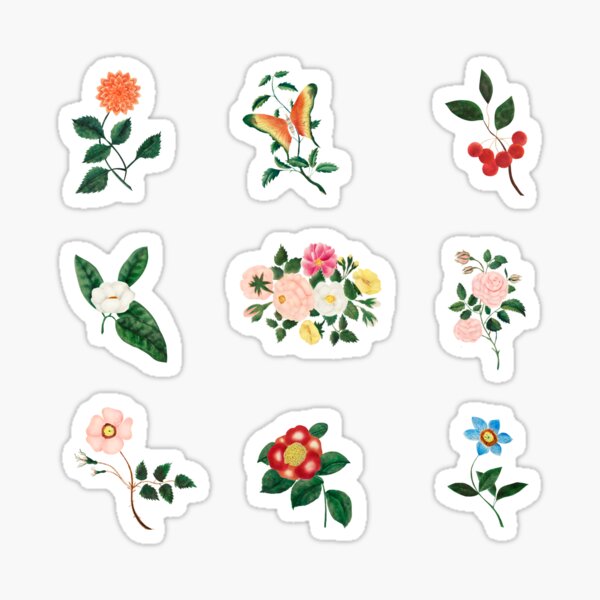 "Realistic Flowers and plants Sticker pack for Bullet Journals" Sticker ...