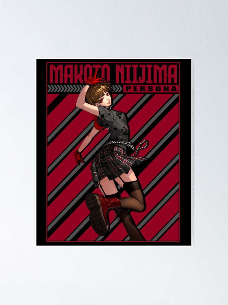 Póster «Personaje de anime Makoto de color rojo gráfico» de ...