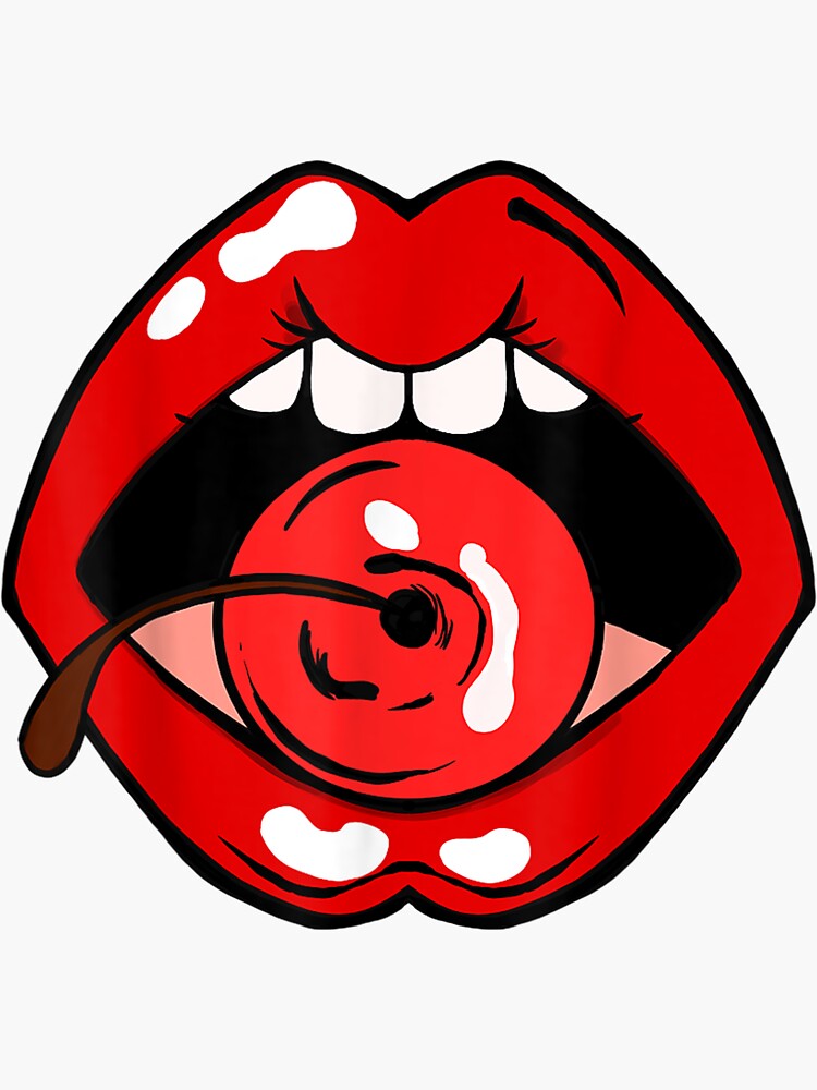 "Vintage Red Lips biting Cherry graphic" Sticker by shermelabri | Redbubble