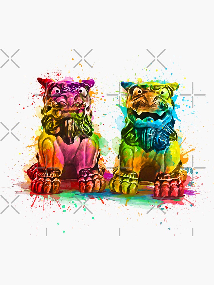 "Water Splash Shisa" Sticker by HeyOki | Redbubble