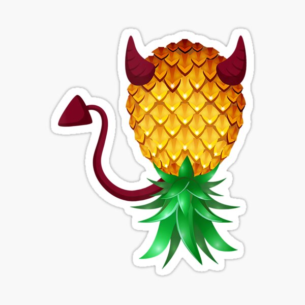 "Swinger Upside Down Bad Pineapple Devil Horn Tank Top" Sticker by ...