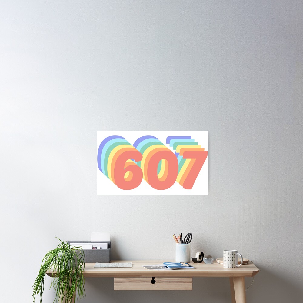  607 Area Code Zip Code Location Rainbow Poster For Sale By WA KA NE