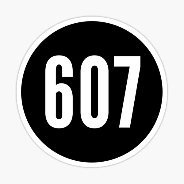 "607 area code zip code location black and white " Sticker by WA-KA-NE ...