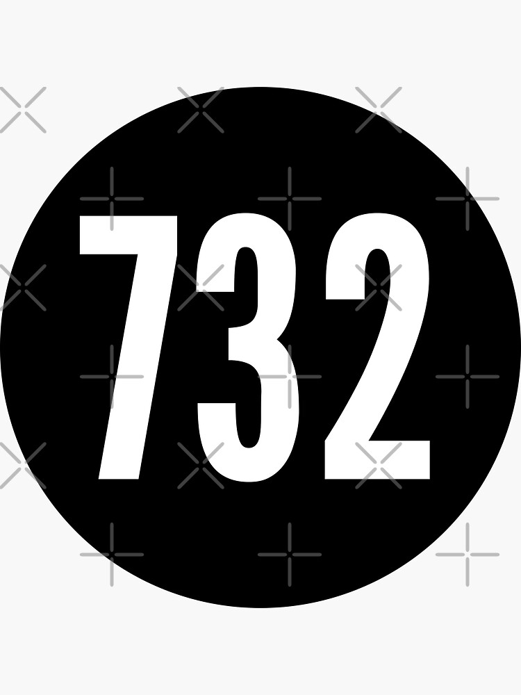 "732 area code zip code location black and white " Sticker for Sale by ...