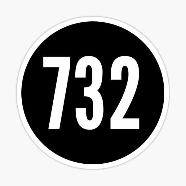 "732 area code zip code location black and white " Sticker for Sale by ...