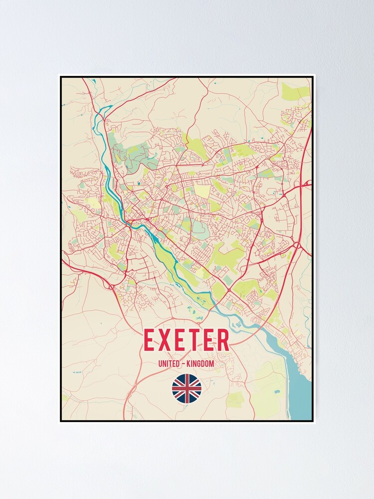 "Exeter city map of England" Poster by PostersProf1 | Redbubble