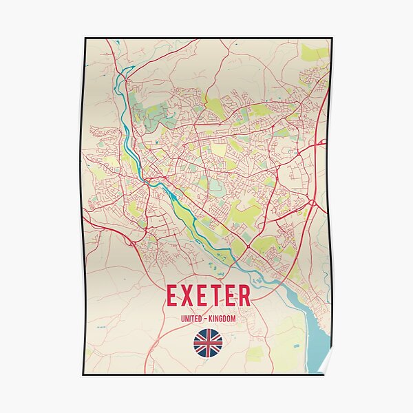 "Exeter city map of England" Poster by PostersProf1 | Redbubble