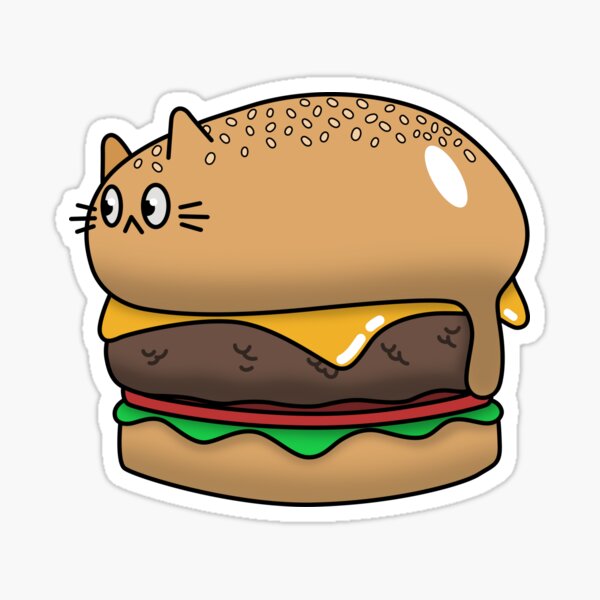 "CATBURGER" Sticker by kurokitsuneart | Redbubble