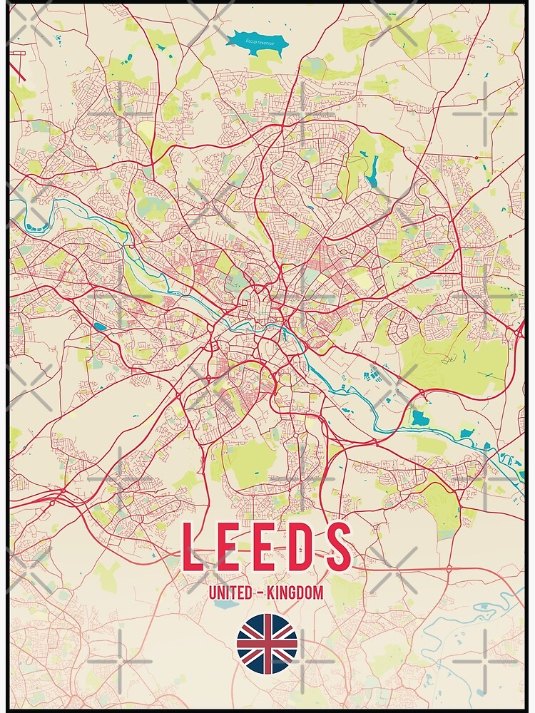 Póster «Mapa de la ciudad de Leeds - Arte mural y art déco» de ...
