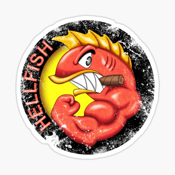 "Vintage Flying Hellfish" Sticker for Sale by ANAIDEIADESIGNS | Redbubble