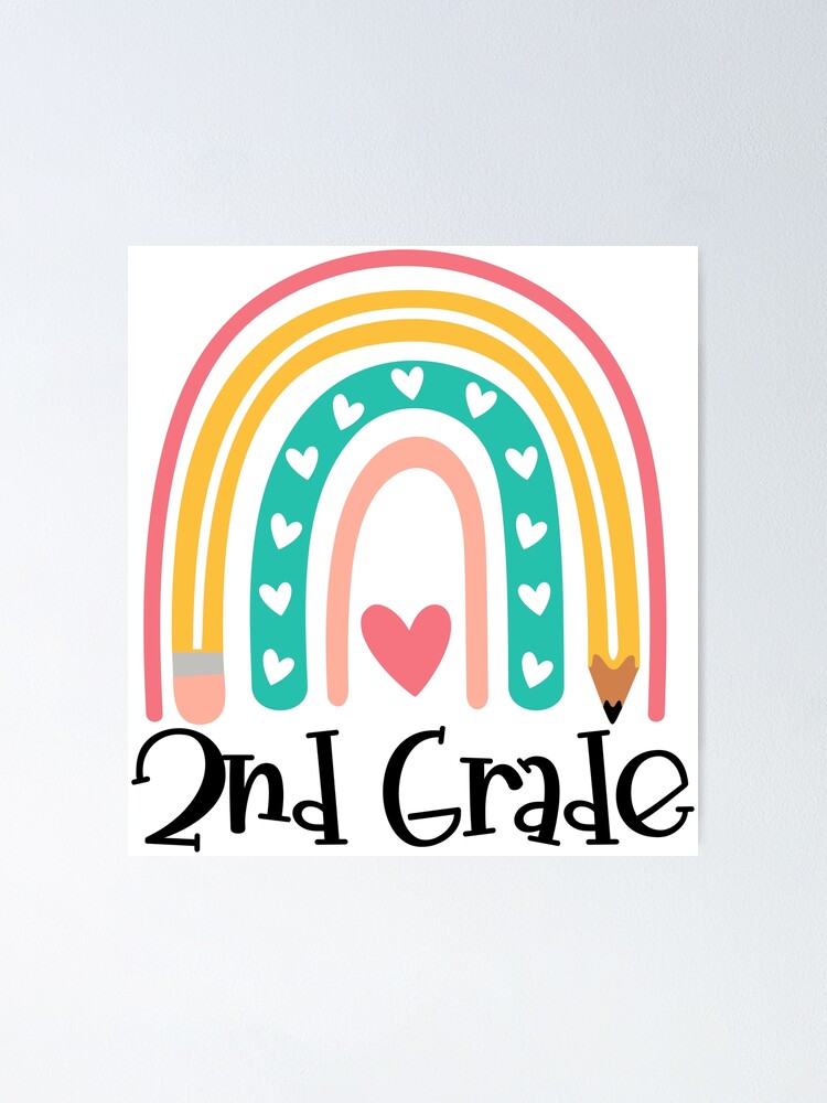 "Second 2nd Grade School Item With Boho Rainbow Aesthetic in Primary ...