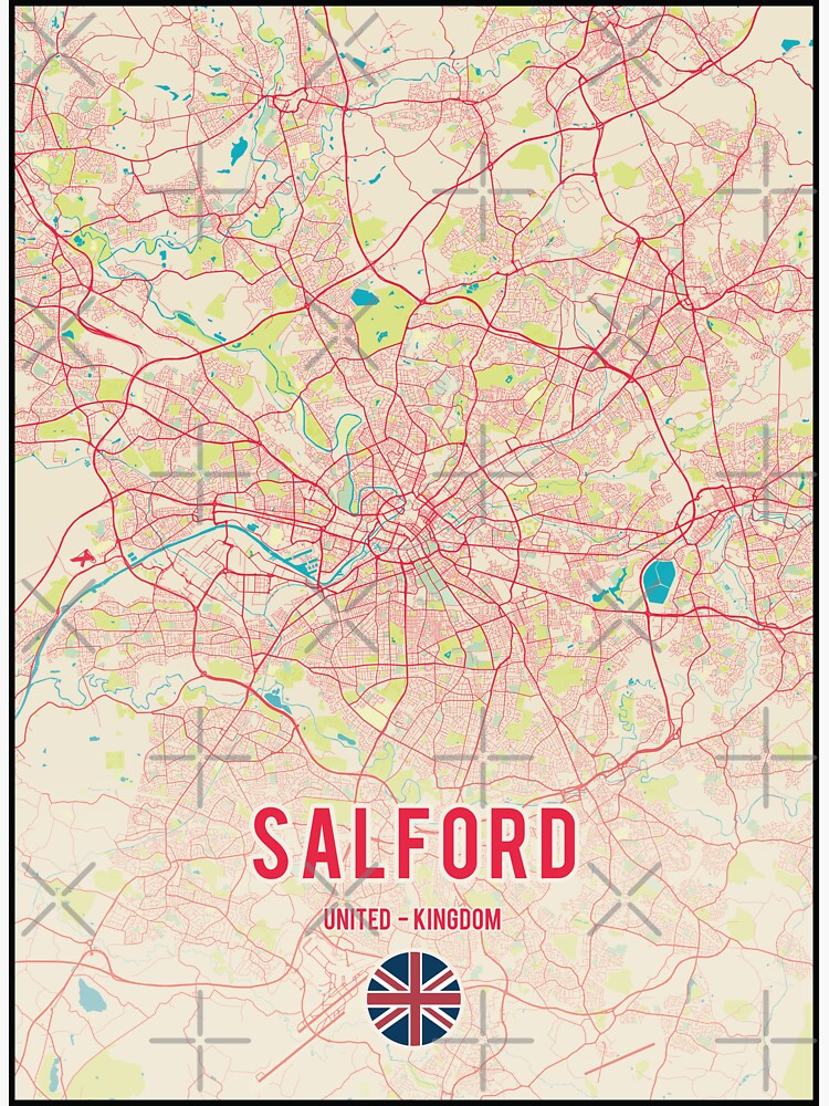 "Salford map city uk" Sticker for Sale by PostersProf1 | Redbubble