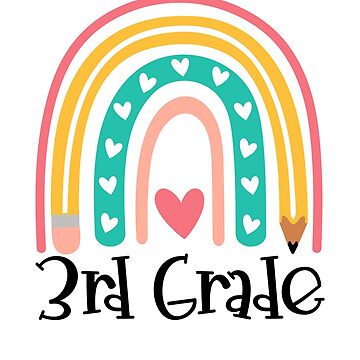"Third 3rd Grade School Item With Boho Rainbow Aesthetic in Pastel ...