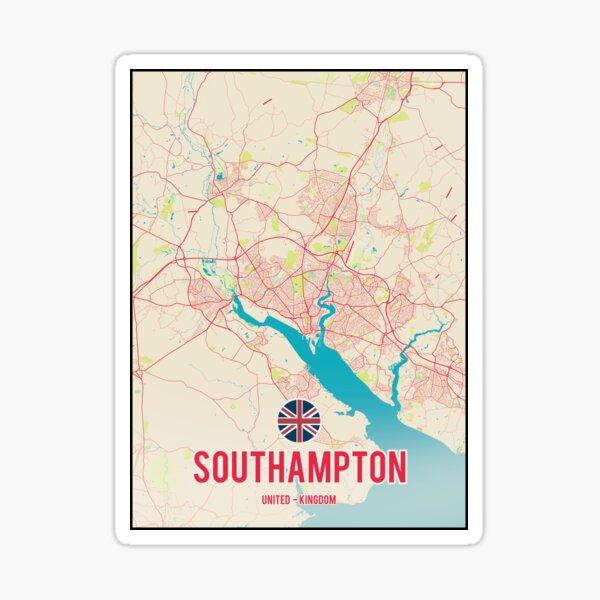 "southampton map of england - Art Deco and wall art" Sticker by ...