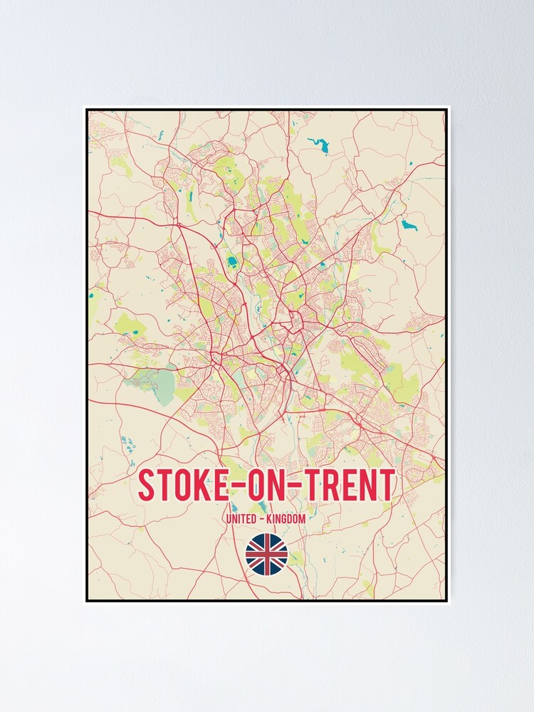 "Stoke-on-Trent map print - Art deco, Wall art" Poster for Sale by ...