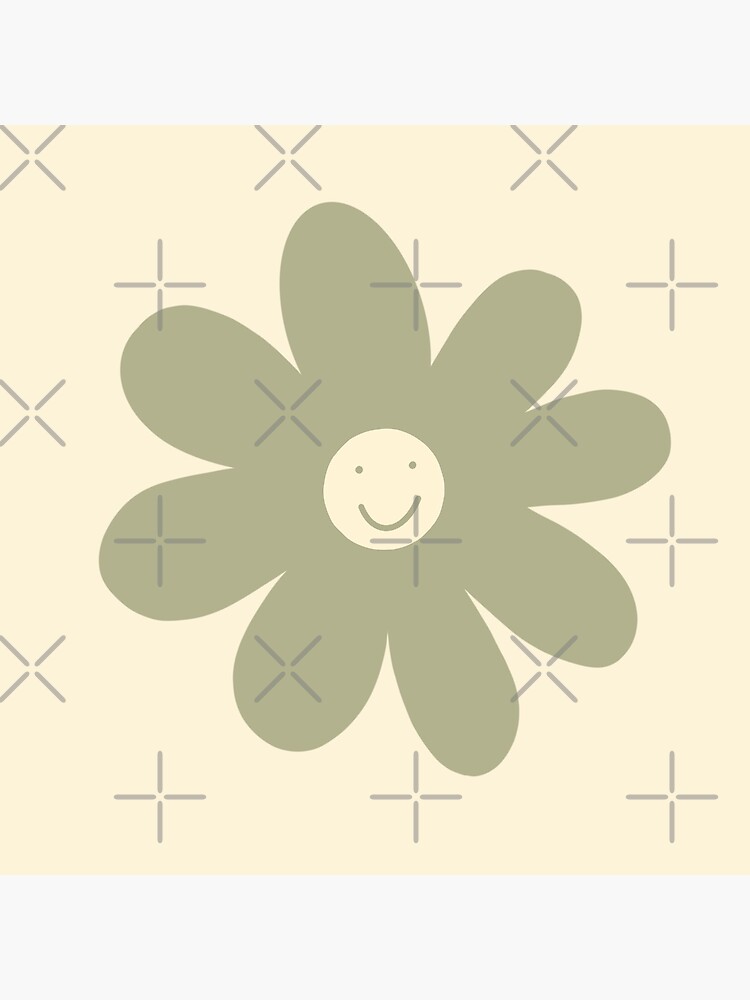 "Sage Green Smiley Face Daisy Flower" Art Print by bykirstco | Redbubble