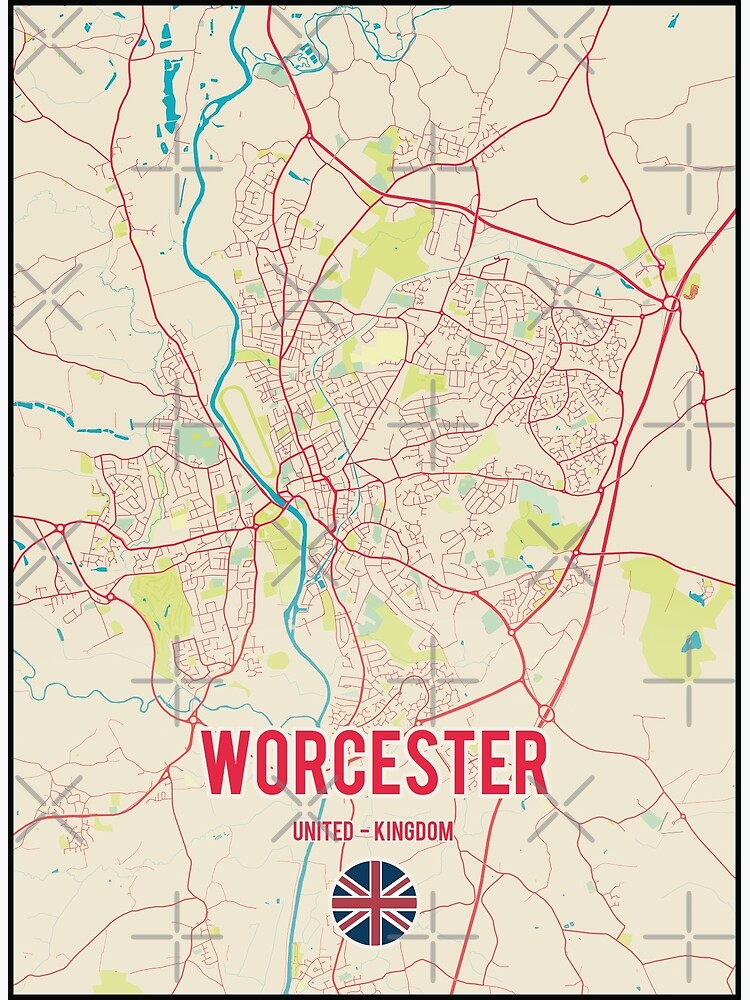 Póster «Worcester mapa de la ciudad - art deco» de PostersProf1 | Redbubble