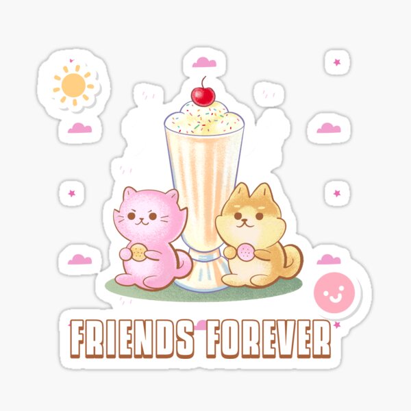 "Friends forever cute food illustration" Sticker by deluxis | Redbubble