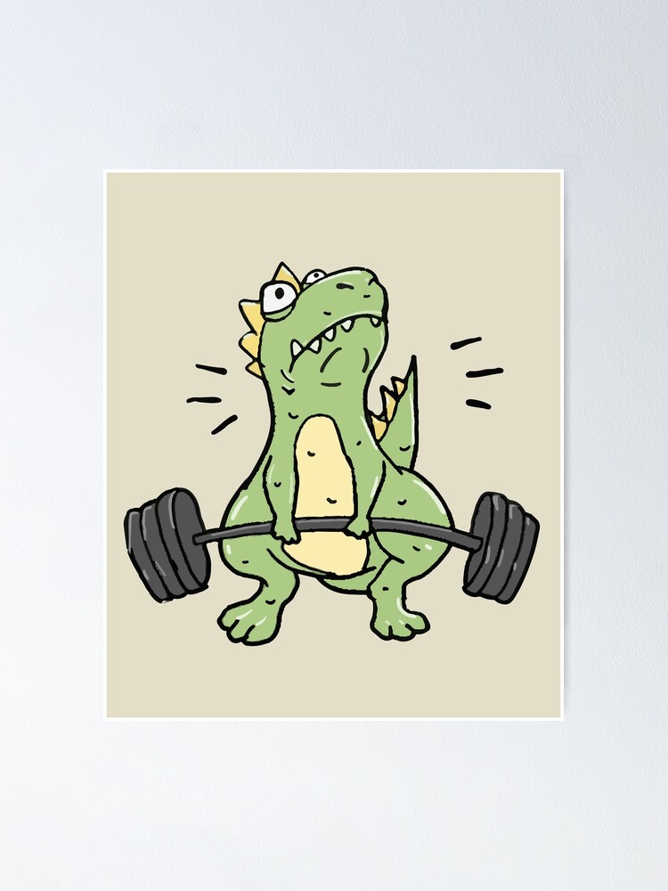 "T-Rex Dinosaur Deadlift Fitness Gym Workout Bodybuilder" Poster for ...