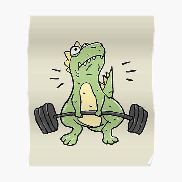 "T-Rex Dinosaur Deadlift Fitness Gym Workout Bodybuilder" Poster for ...