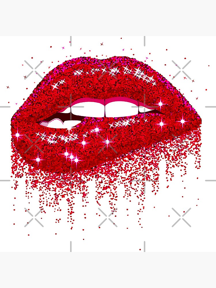 "Red dripping glitter lips - Sexy woman pout " Poster by pixxart ...