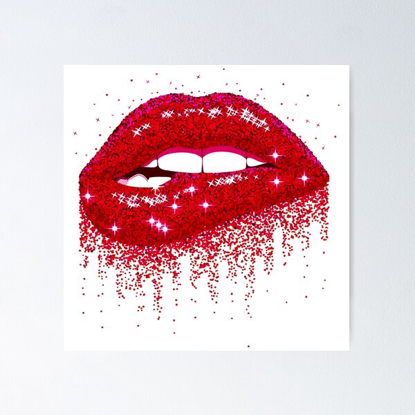 Póster for Sale con la obra «Labios rojos que gotean brillo - puchero ...