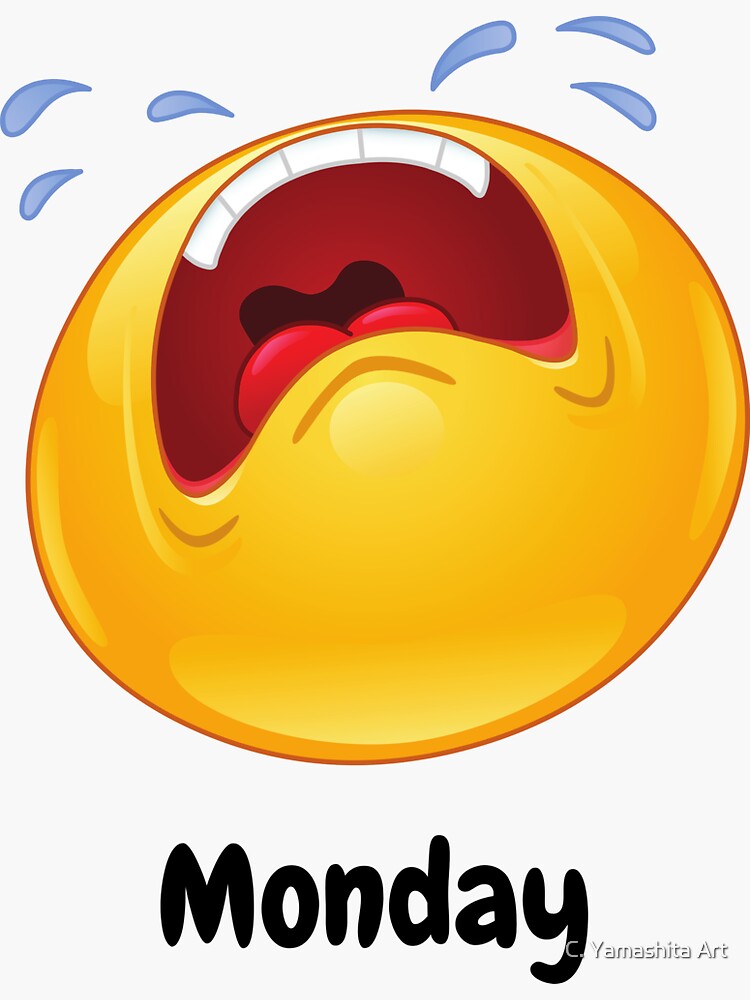 "Monday, so I'm crying." Sticker for Sale by c-yamashita | Redbubble